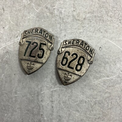 Vintage Pair of Sheraton Hotel Employee Badges #725 #628 Badge | eBay