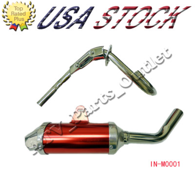 RED Exhaust Pipe Muffler Dirt Pit Bike Twin Spar Perimeter BBR Style ...