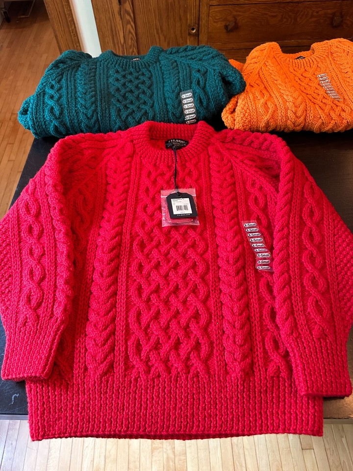 Filson Wool Fisherman's Sweater, Extra Small, Red, NWT, Factory 1st ...