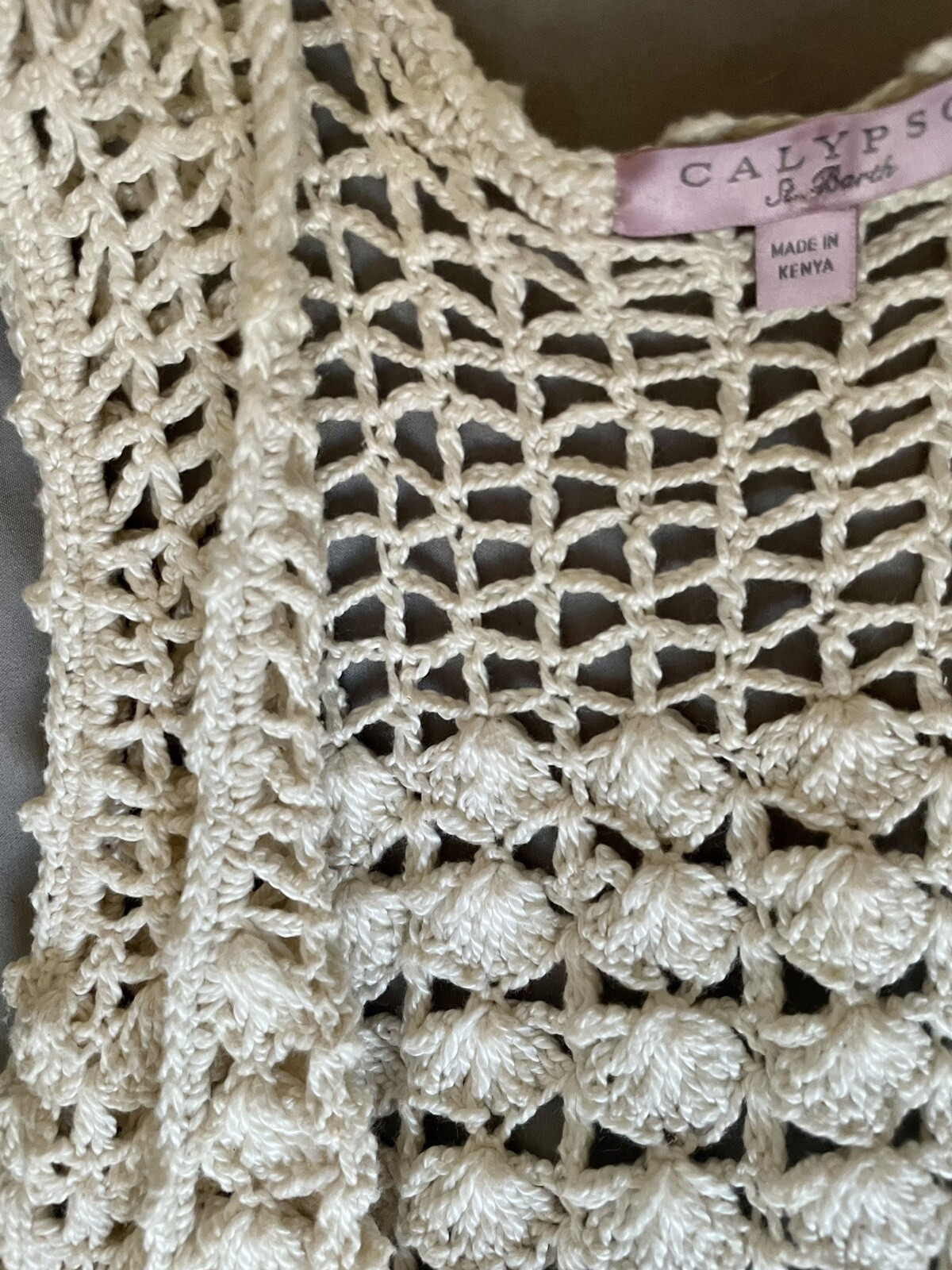 Calypso St Barth Crochet Vest Swim Cover Up OS XS S M Hippie Boho Daisy ...