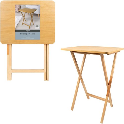 Folding Rubberwood TV Table Sturdy Light Durable 37 x 48.5 x 66cm Desk ...