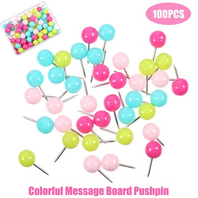 100Pcs Map Push Pins Map Tacks Round Head Tacks Steel Points Assorted ...