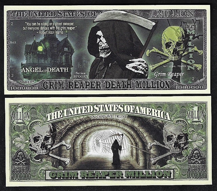 Grim Reaper Million Dollar Bill Play Funny Money Novelty Note + FREE ...
