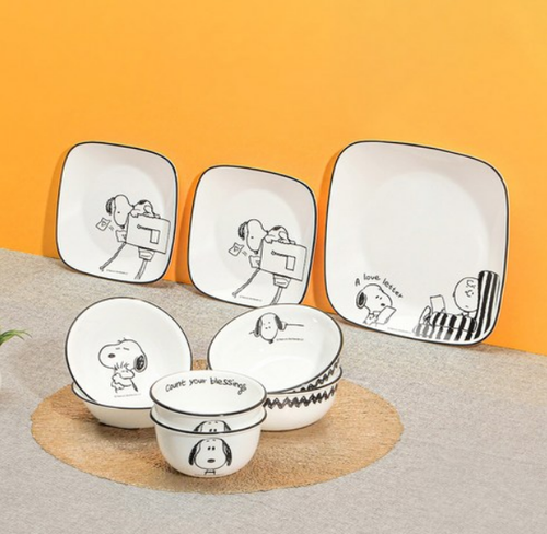Corelle x Peanuts Snoopy Charlie 9pcs Dinnerware Set Plate Bowl Korea ...