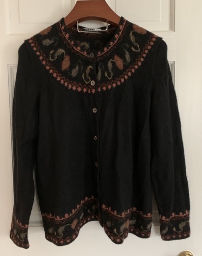 Peruvian Connection Sz XL Alpaca Colorful black Cardigan Sweater | eBay