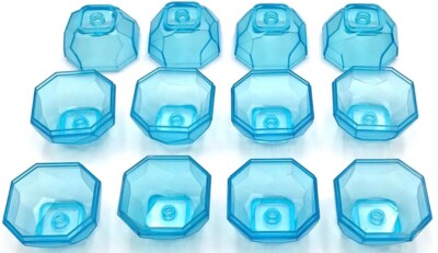 Lego 12 New TTrans-Light Blue Rocks 4 x 4 Octagonal Boulder Bottom ...