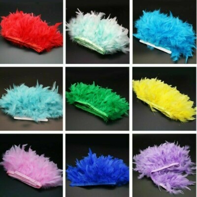 2M Feder Fransen Rand Flauschig Band Nähen DIY Basteln Dekor Karneval ...