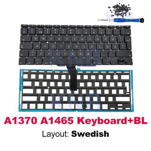 Sweden Swedish Keyboard with Backlight For Macbook Air 11" A1465 A1370 ...