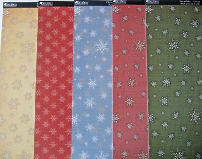 5 sheet Christmas Snowflakes Backing Card A4 / 5 mixed colours 250gsm m ...