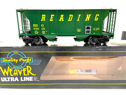 WEAVER O GAUGE 3 RAIL READING Green W/ White R00F PS2 HOPPER CAR #79636 ...