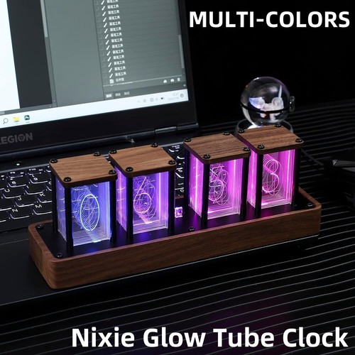Retro Style Nixie Tube Clock LED Desktop DIY Pseudo Glow Tube Clock Kit ...