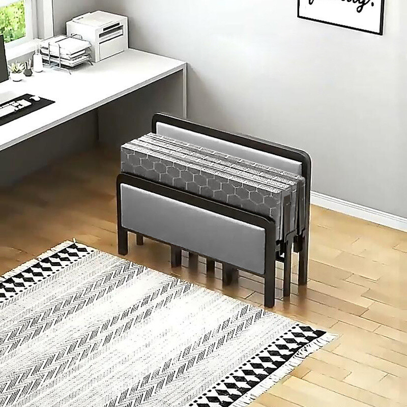 193CM Folding Single Guest Bed Padded Foam Fold Up Metal Framed Sleeper ...