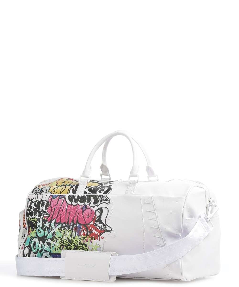 Sprayground White Duffle Bag Half Graff Sharks Paris Weekend Travel ...