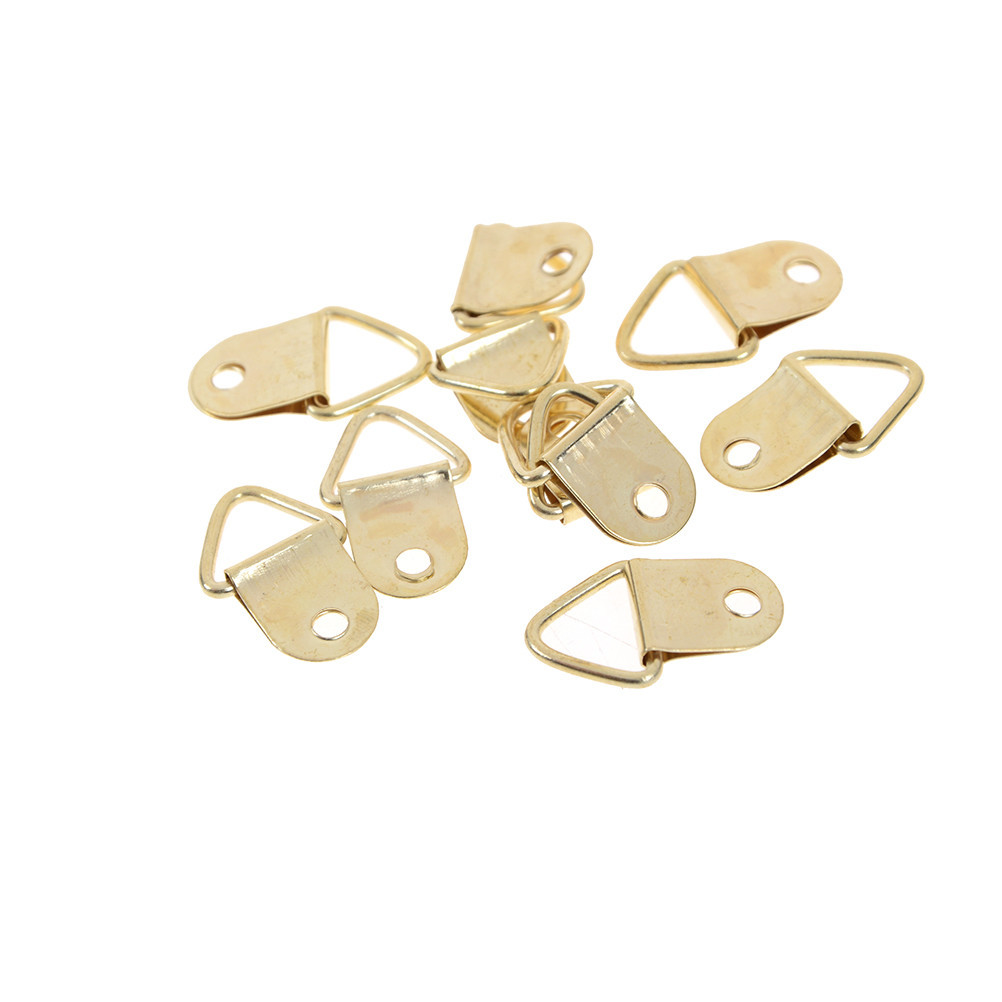 20X D Ring Hooks Golden Brass Triangle Photo Picture Frame Wall Mount ...