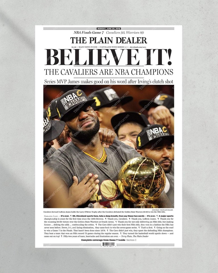 2016 Cleveland Cavaliers Cavs NBA Champions 'BELIEVE IT!' Framed ...
