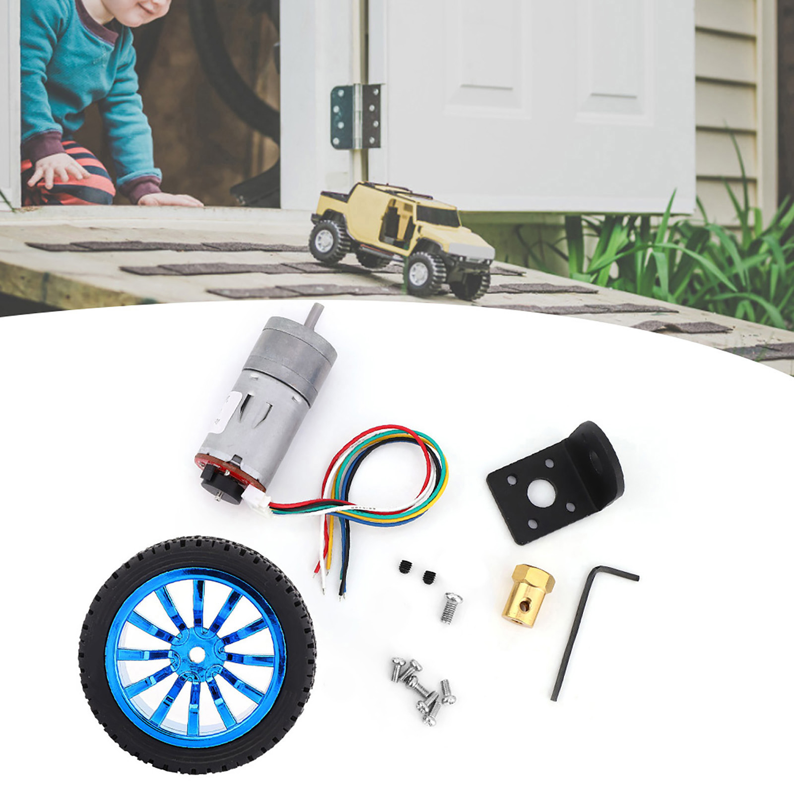 DIY Encoder Gear Motor 500RPM With Mounting Bracket 65mm Wheel Kit ...