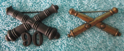 2 WW2 Artillery Regiment Crossed Cannons 90th Field Artillery Collar ...