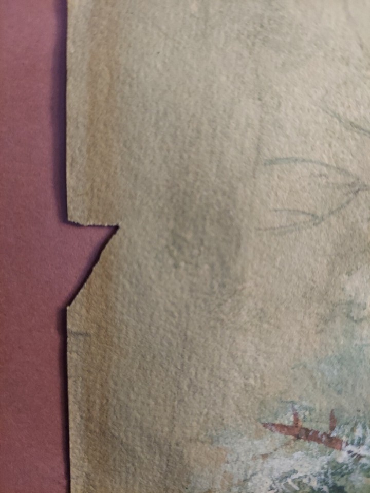 Vintage rural country spring painting Americana landscape farm house ...