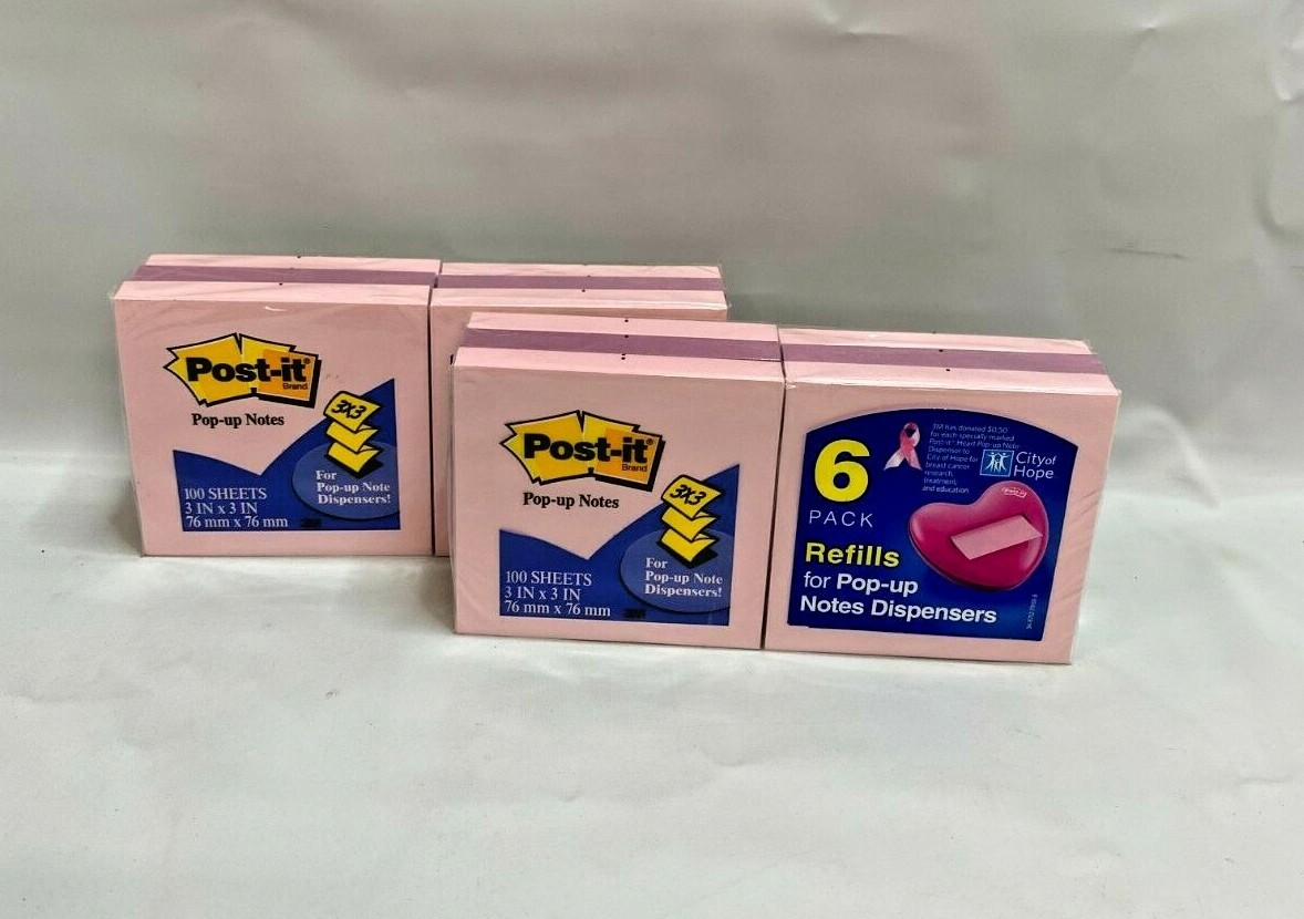LOT OF 2 - Post-it Notes for Pop-up Dispensers, 3x3 in., Pink | eBay