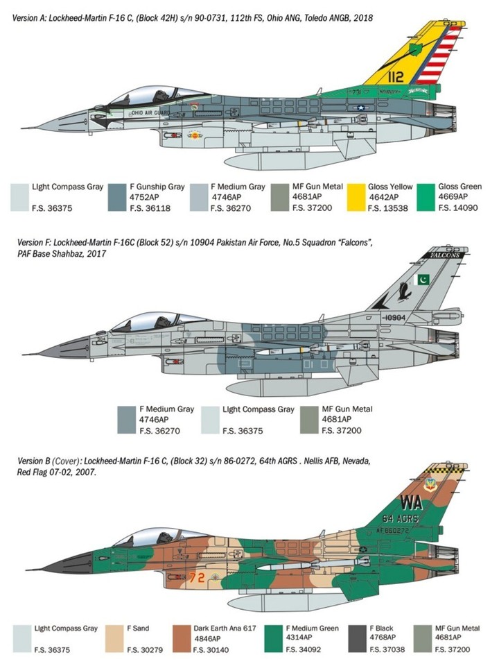 Italeri Plastic Model kit 1/48 Scale F-16C Fighting Falcon - WAR ...