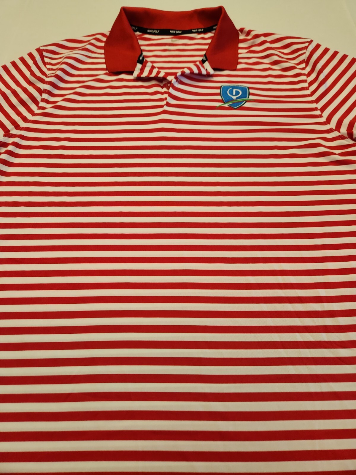 Nike Golf Red Stripe Dri-Fit Golf Polo Shirt L - Gem