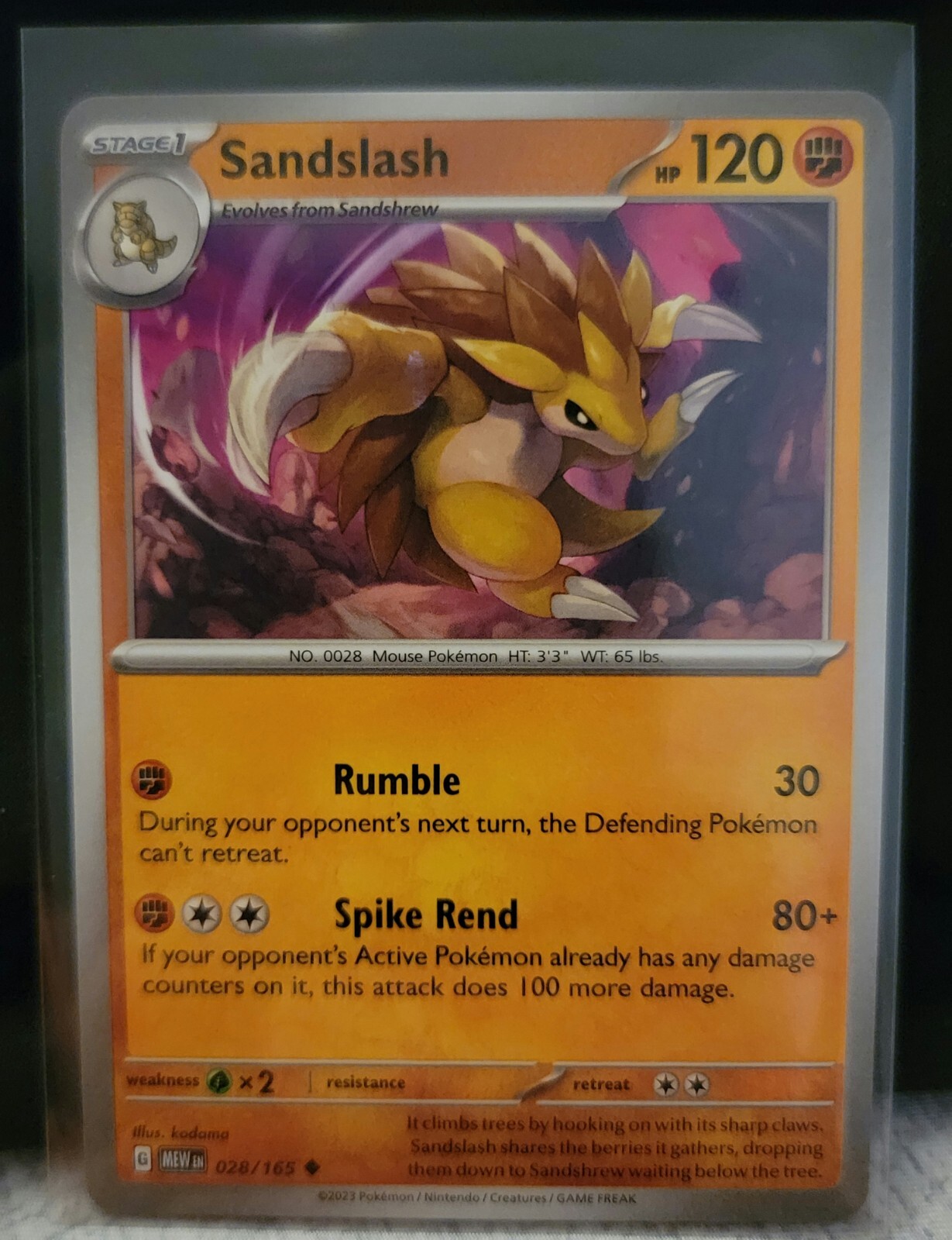 Pokemon TCG Card Sandslash 028/165 Scarlet & Violet 151 Uncommon NM | eBay