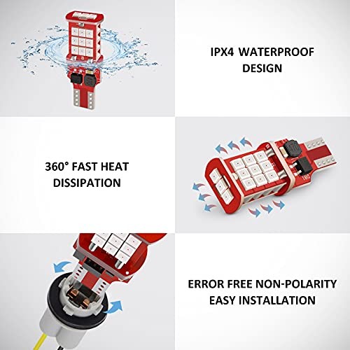 912 921 LED Bulb Red, Third Brake Center High Mount Stop Light, Canbus ...