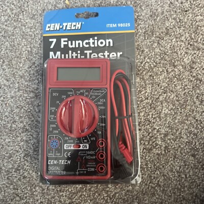 Cen-Tech 7 Function Digital Multi-Tester #98025 Multimeter with Leads ...