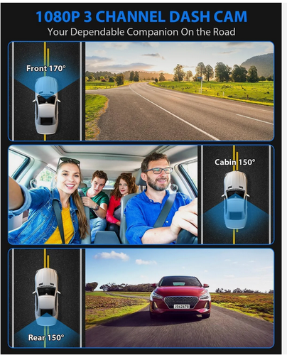 Dash Cam, 3 Channel Dash Cam, 4K+1080P Dash Cam Front and Inside Triple ...