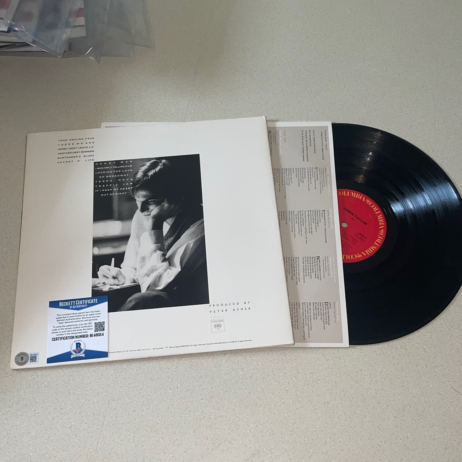 JAMES TAYLOR SINGER signed autographed JT ALBUM VINYL SLEEVE BECKETT ...