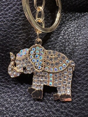 White Lucky Elephant Bling Rhinestones Key Chain Fob Purse Charm New | eBay