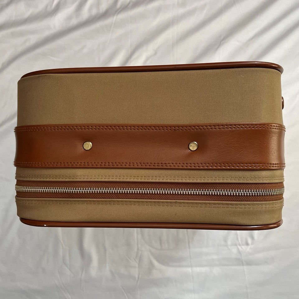 Vtg Samsonite Brown Tan 21x13x7 Handled Suitcase Luggage Brown Soft ...