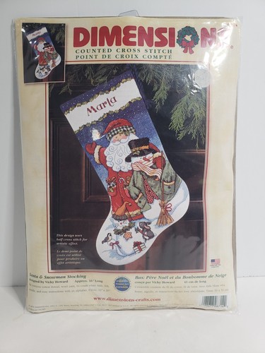 Dimensions Santa & Snowman Stocking Counted Cross Stitch Kit 16 Long 14 ...