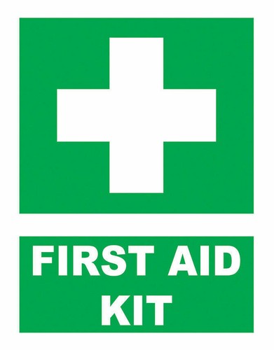 Sign Signage Adhesive Gloss Sticker Decal Notice First Aid Kit Location ...