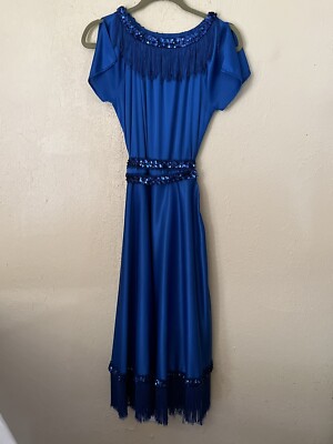 Royal Blue Satin Dress - 20’s Style / Costume Halloween/Play Etc. | eBay