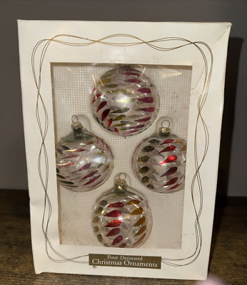Vintage 2000 Target 4 Glass Christmas Ornaments Clear w/decorative ...