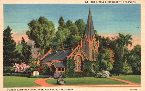 Postcard CA Glendale Little Church of the Flowers 1933 Linen Vintage PC ...