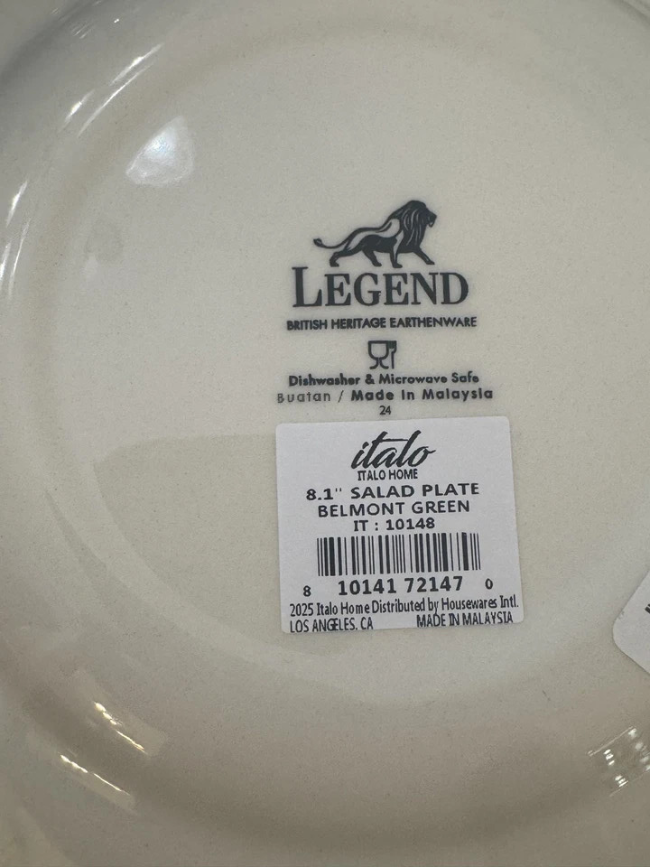 4 LEGEND BELMONT GREEN HOLIDAYS CHRISTMAS DISHES 8" SALAD DESSERT ...