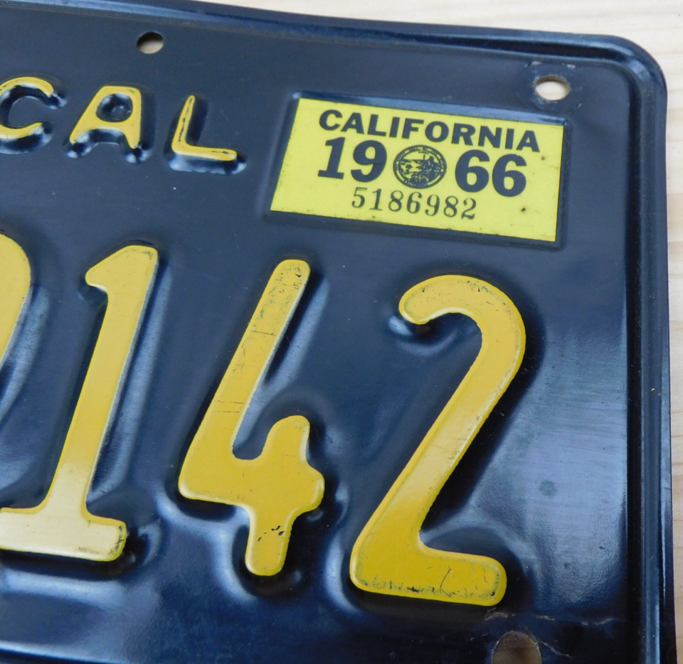 Vintage 1963 California Motorcycle License Plate #439142 W/ 1966 ...