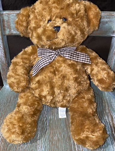 Cidco Brown 11” Teddy Bear Plush Stuffed Animal w/ Gingham Bow. Super ...