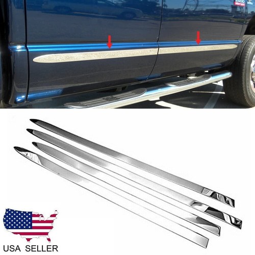 For 2009-2014 Ford F-150 F150 Crew Cab Body Side Molding Flat Trim Set ...