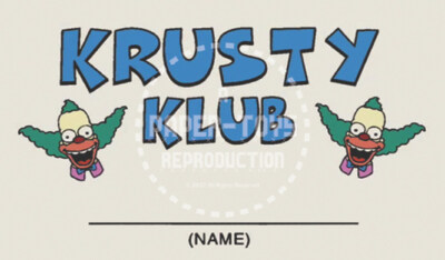 KRUSTY KLUB MEMBERSHIP CARD - VINTAGE REPRINT | eBay
