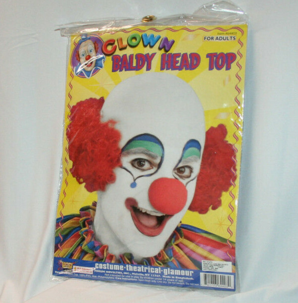 Baldy Head Clown Wig bald white top curly red hair circus parade ...