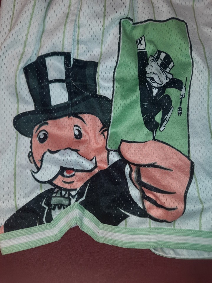 Monopoly Game Shorts ~ XL ~ Green Pinstripe ~ Logo ~ missing drawstring ...