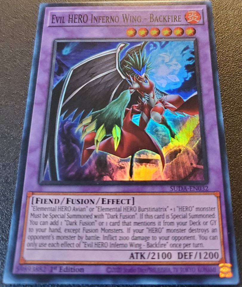 Yu-Gi-Oh! Evil HERO Inferno Wing - Backfire SUDA-EN032 1st Edition NM ...