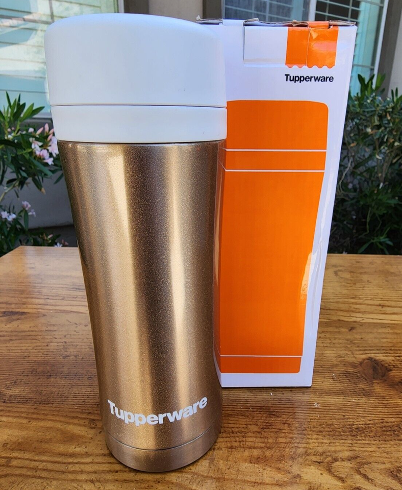 Tupperware Metallic OTG Travel Insulated Thermal Gold Flask Tumbler ...