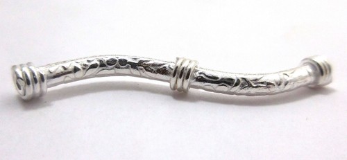 10 Pcs 42X3mm Solid Copper Bali Tube Bead Sterling Silver Plated me-282 ...