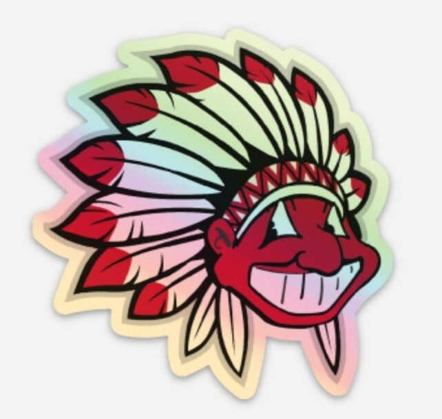 Holographic Chief Wahoo STICKER - Cleveland Indians Headdress ...