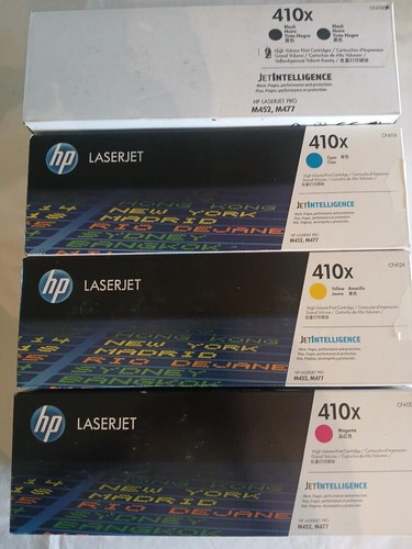 Set of 4 Genuine HP 410X High Yield CYMK Toners CF410X CF411X CF412X ...