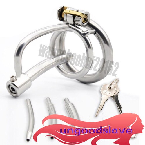 Men Stainless Steel Male Chastity Cage With Urethra sounds Lock Shackle ...